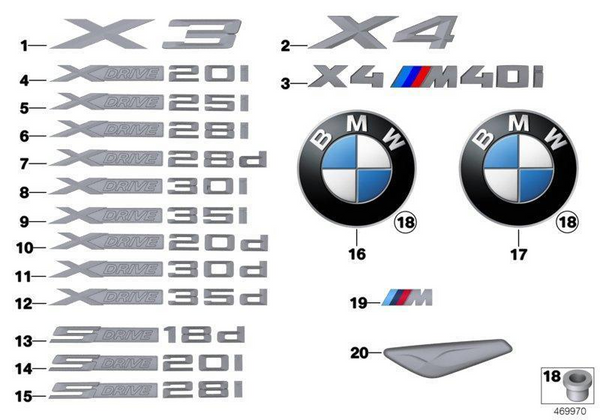 Genuine BMW Lettering Badge Emblem X4 | BMW Exterior Styling | Park's Store